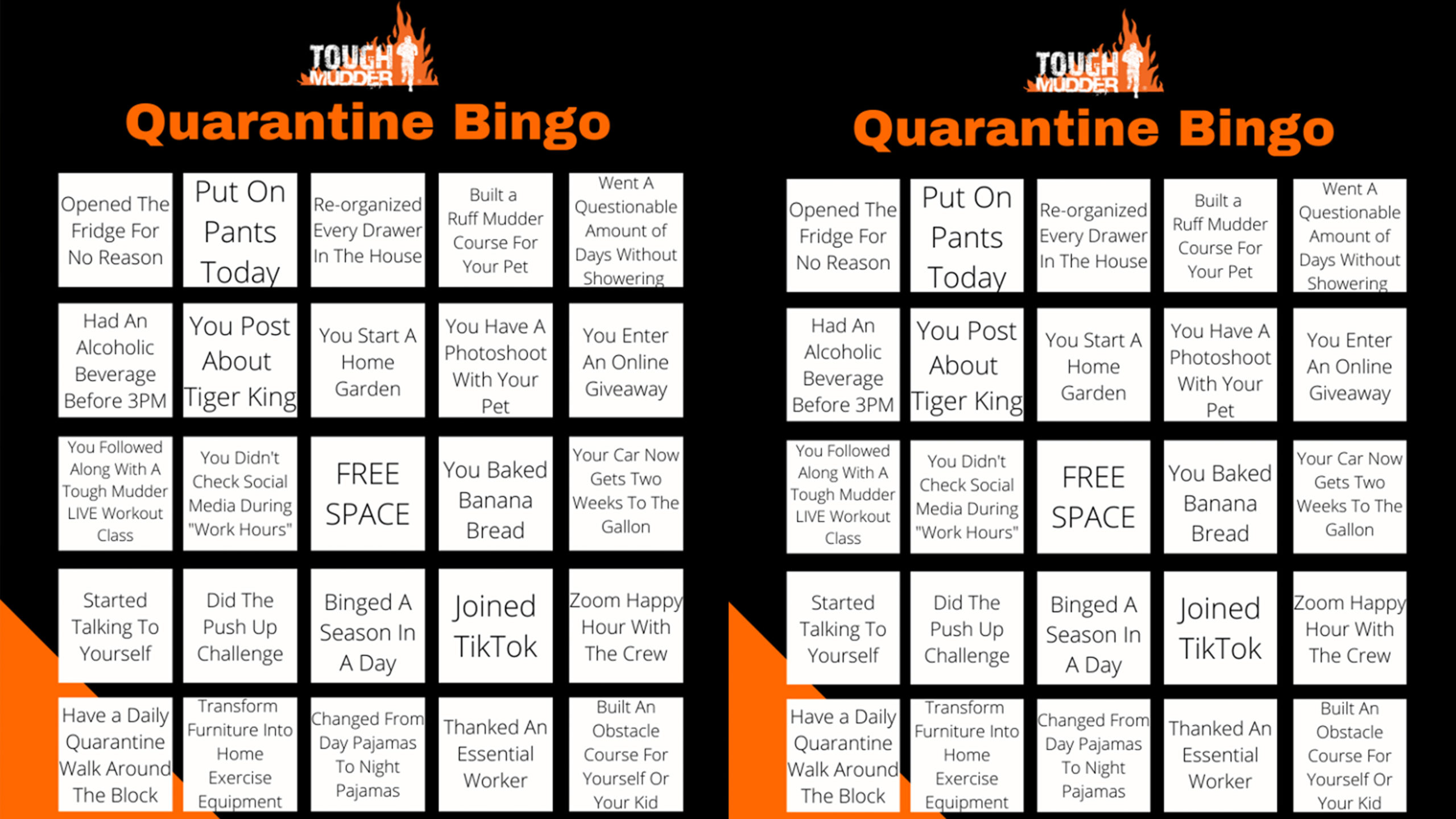 How to Get a Full House at Tough Mudder Quarantine Bingo - La Ruta